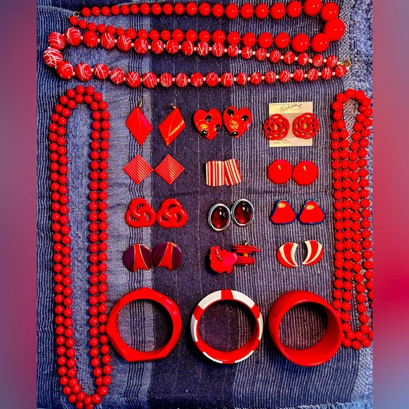 Jewelry | Lot Of Vintage Red Jewelry Circa 197s 80s | Poshmark